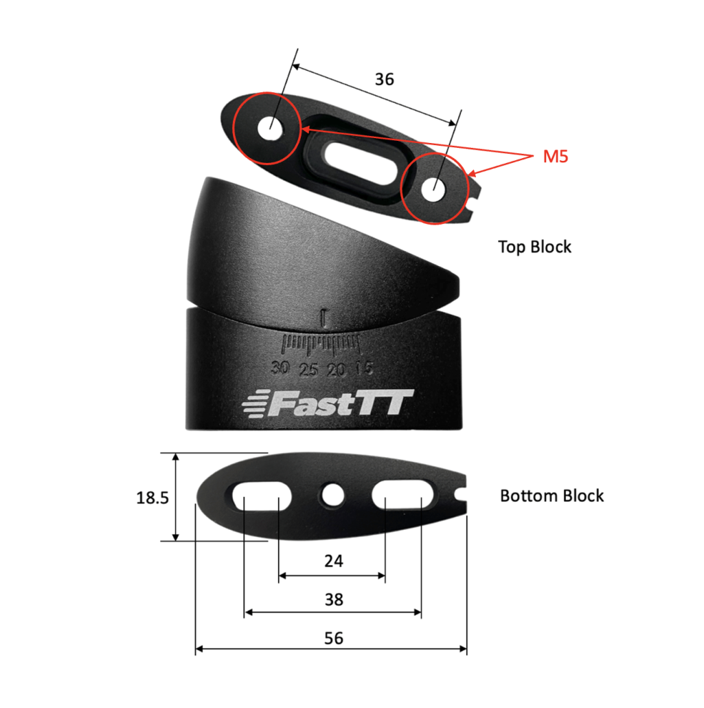 Adjustable Angled Riser Block For Aero Bars | Anodised Aluminium